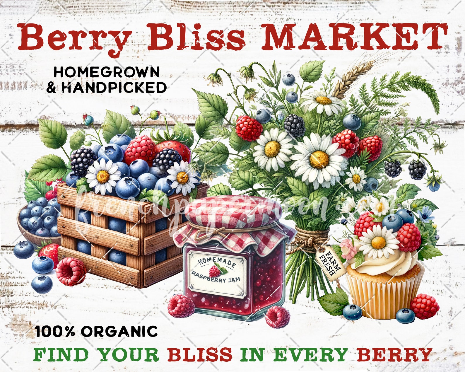 Farm Fresh Berry Market Fresh Flowers Raspberry Jam Fruit Crate DIY ...
