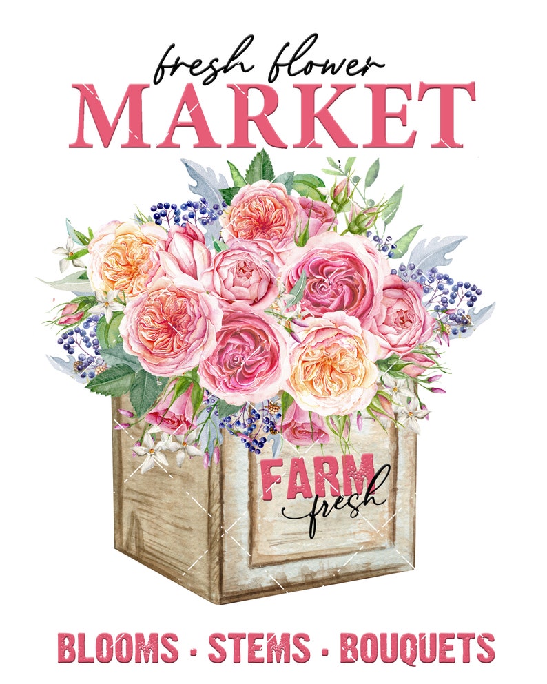 Farmhouse Roses Farm Fresh Flower Market DIY Sign Pastel - Etsy