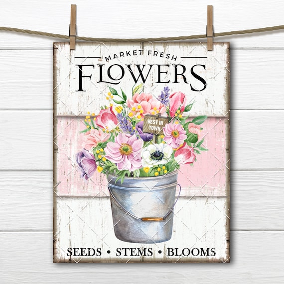 Farmhouse Flower Market DIY Sign Spring Flowers Farm Fresh - Etsy