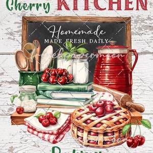 Cherry Pie Farmhouse Kitchen Homemade Autumn Pie Recipe Books Warm Cozy ...