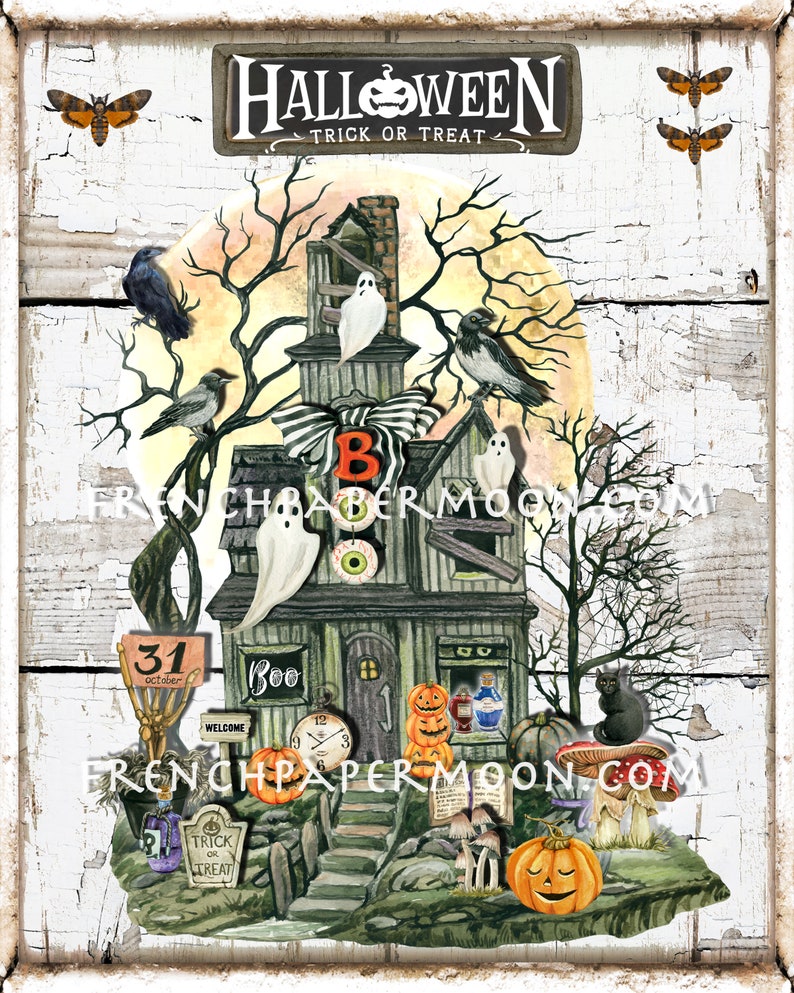 Halloween Spooky House, Digital, Trick or Treat, Haunted House, DIY ...