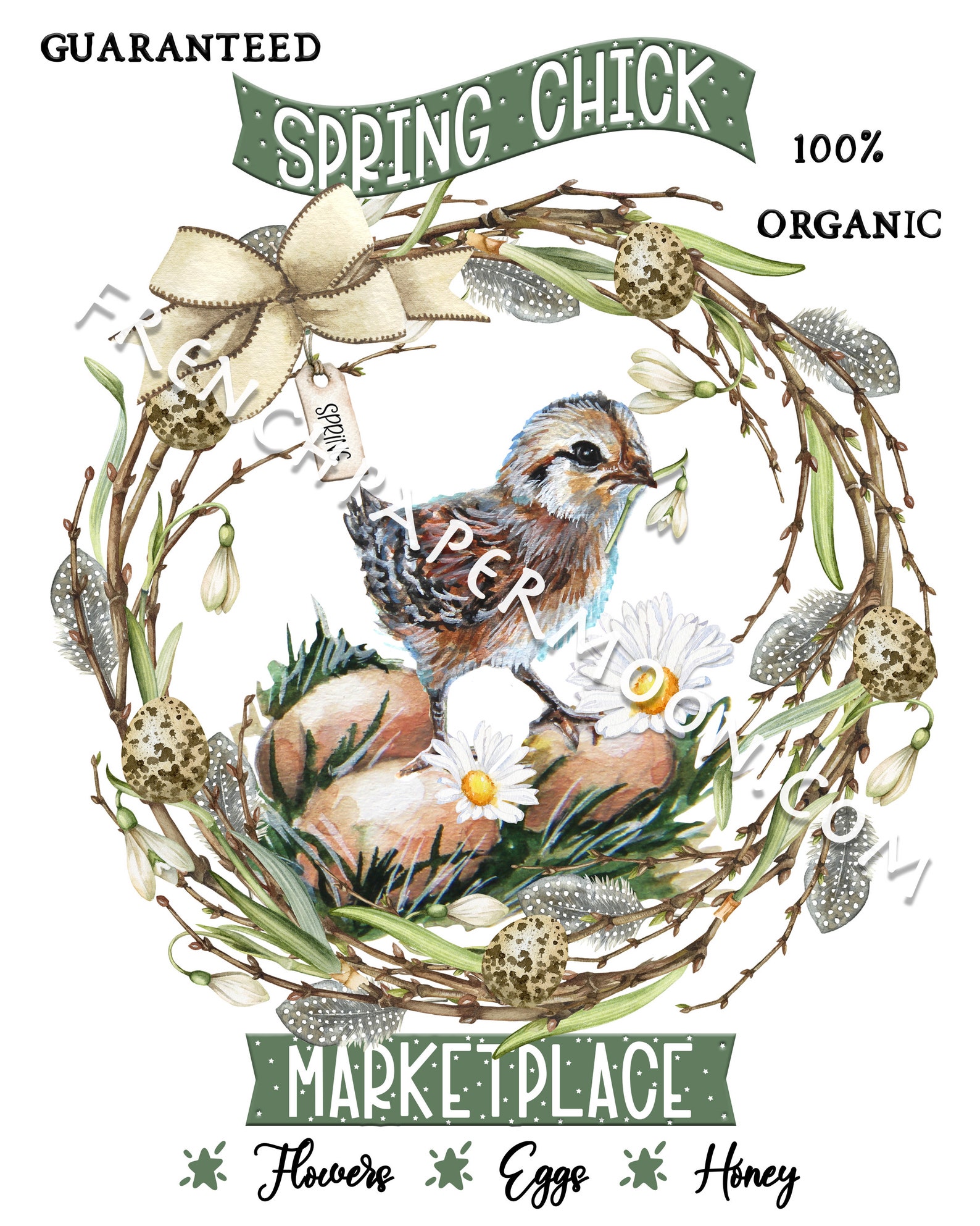 Rustic Spring Chick Spring Market Digital Easter Wreath DIY | Etsy