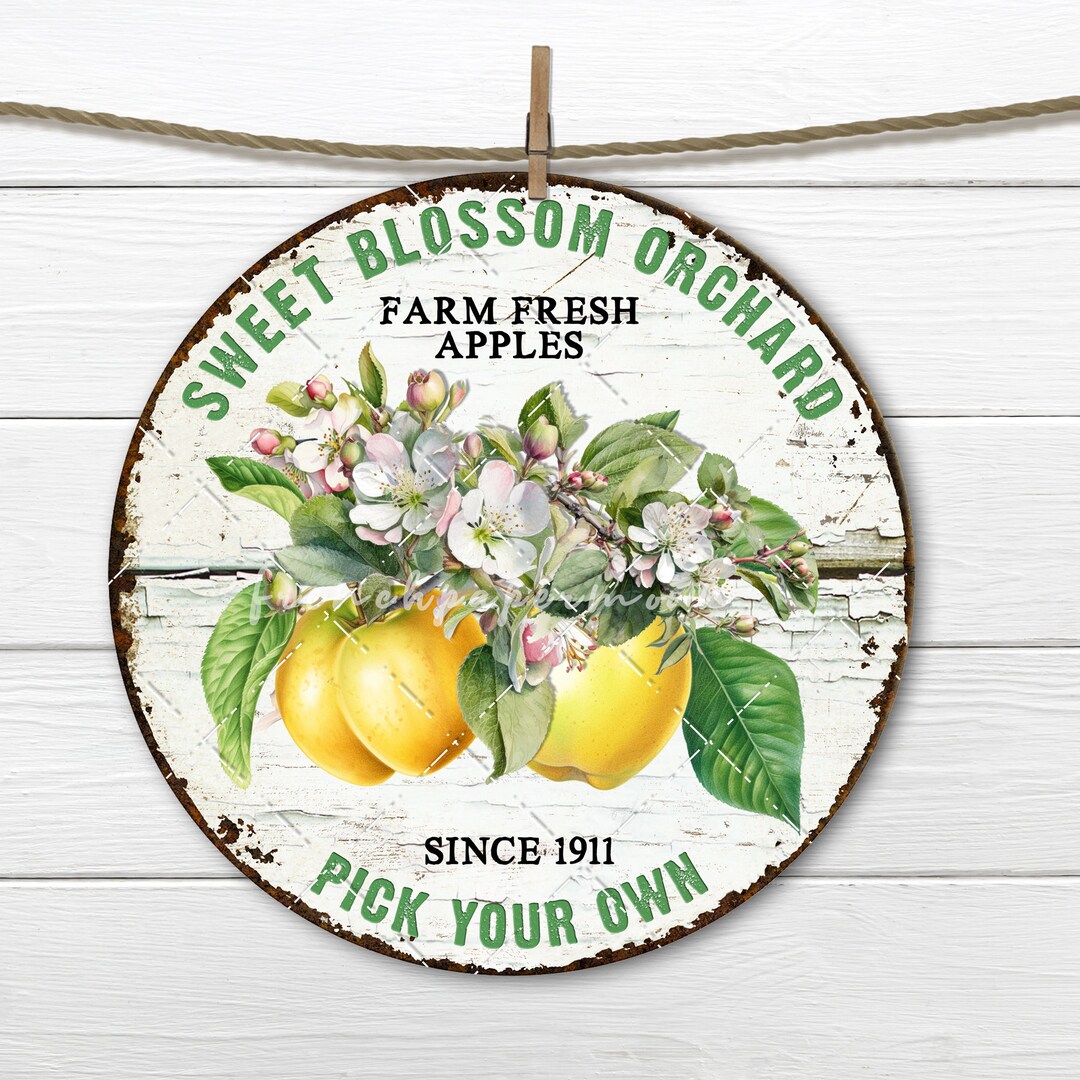 Farmhouse Apple Blossom Circle 8x8 Farm Fresh Apples DIY Sign Making ...