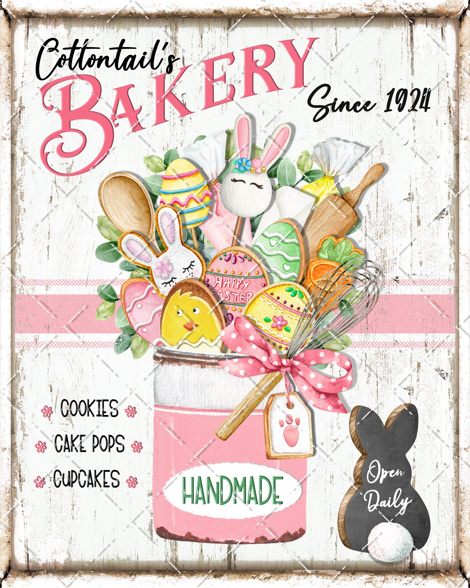 Easter Bakery DIY Sign, Confectionary, Sweets Cookies Cake Pops, Easter ...