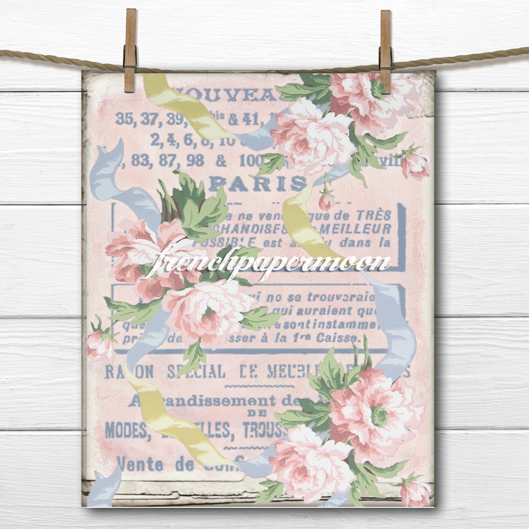 Vintage French Floral Wallpaper Printable, Instant Download Fabric ...