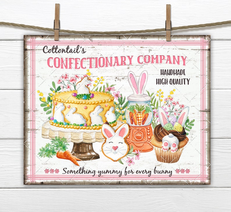 Easter Confectionary DIY Sign Cottontail Sweets Cakes | Etsy