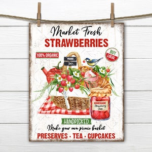 Strawberry Market Sign, Summer Strawberries, Picnic Basket, Jam, DIY ...