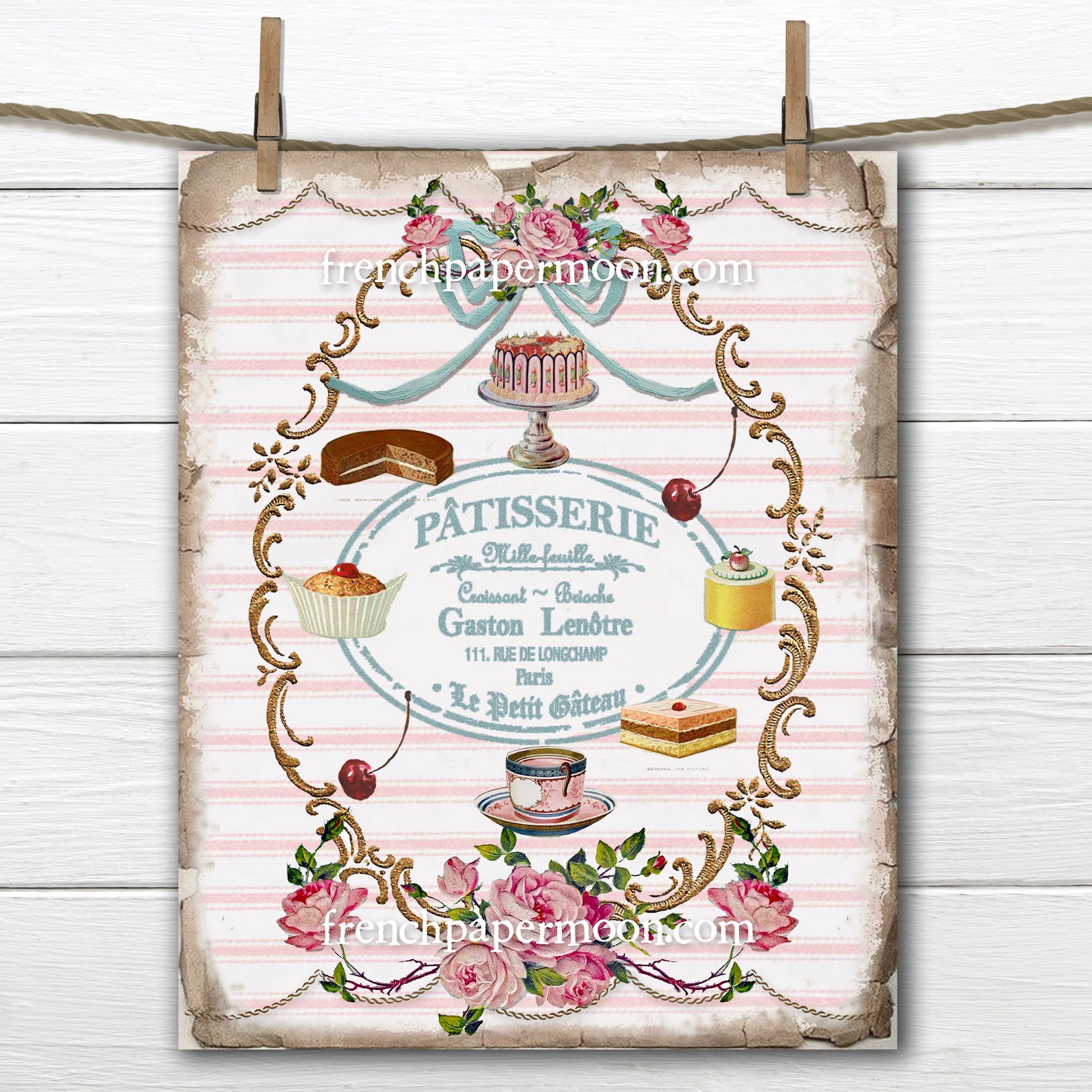 La Patisserie French Bakeshop Shabby Vintage Digital Print - Etsy