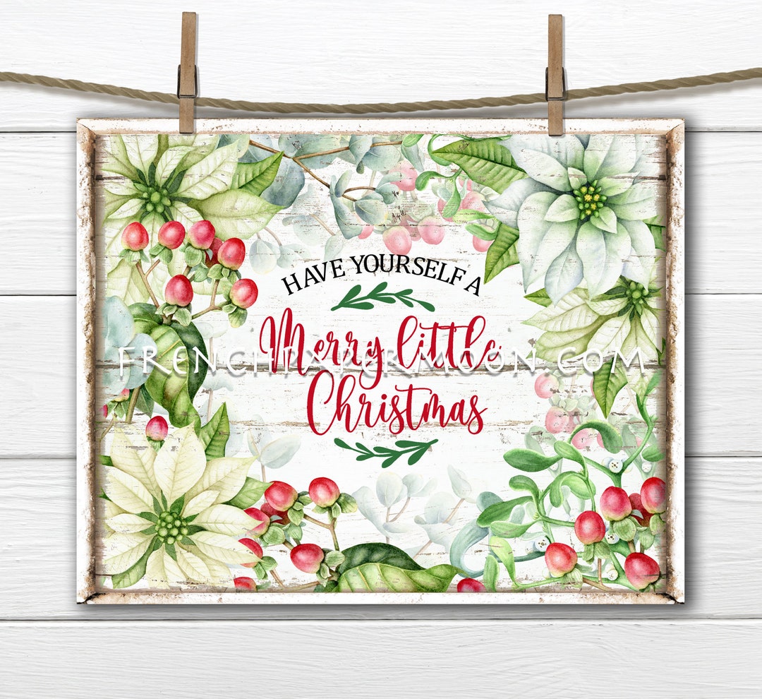 Floral Christmas Sign, Xmas Floral Frame, Merry Little Christmas ...