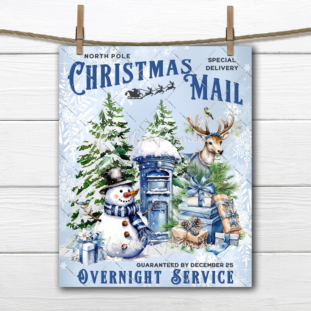 North Pole Xmas Sign Postbox Christmas Post Office Reindeer Snowman DIY ...