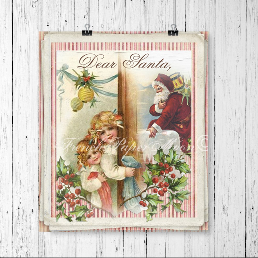 Vintage Digital Santa, Dear Santa, Santa Letter, Christmas, Instant ...