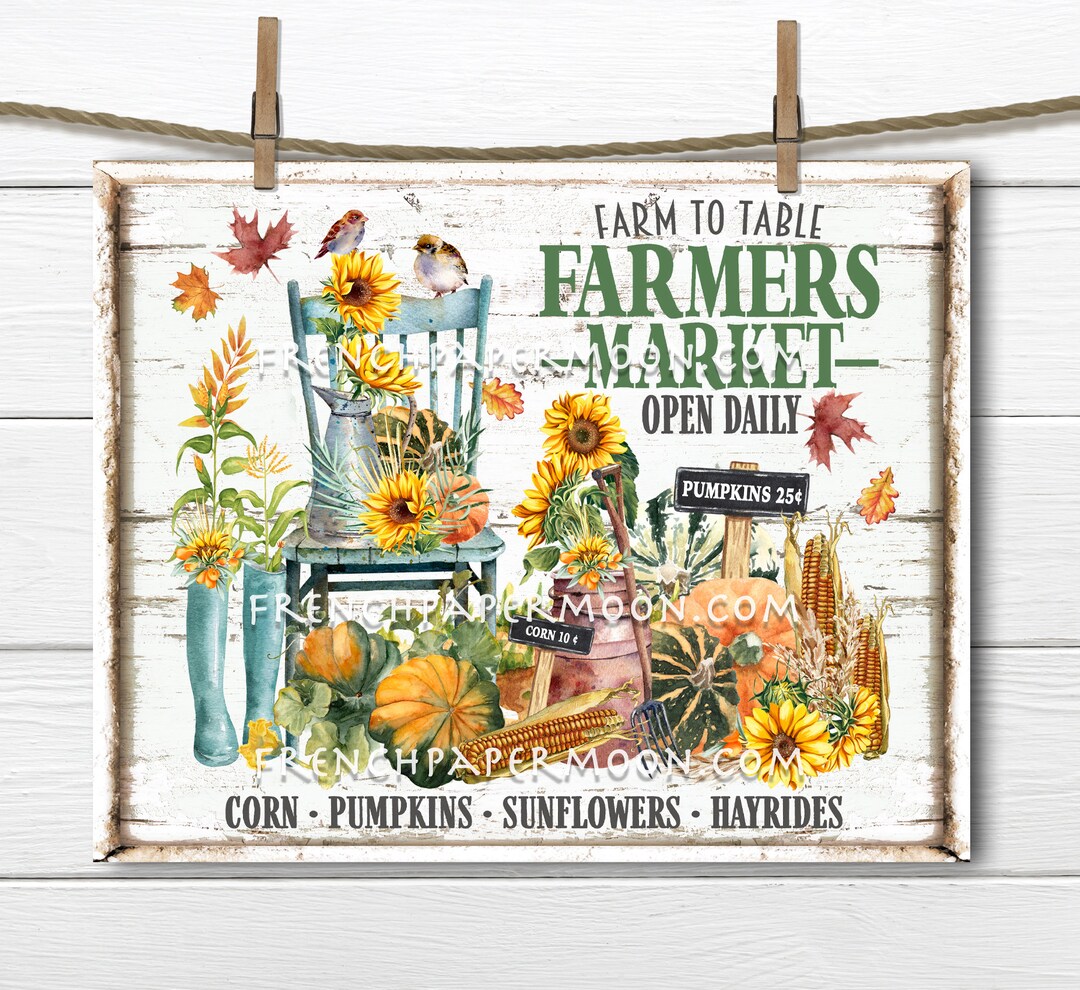 Rustic Autumn Harvest, Farmers Market, Digital, Farmhouse Fall ...