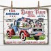 Patriotic Farm Truck 4th of July Dairy Farm Holstein Cow Milk Red White ...