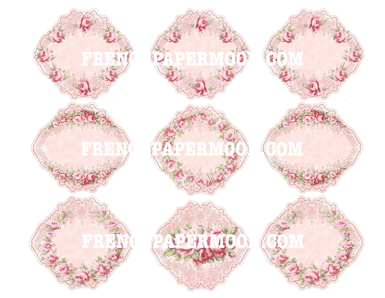 Printable Rose Tags Scalloped Rose Tags Digital Tags - Etsy