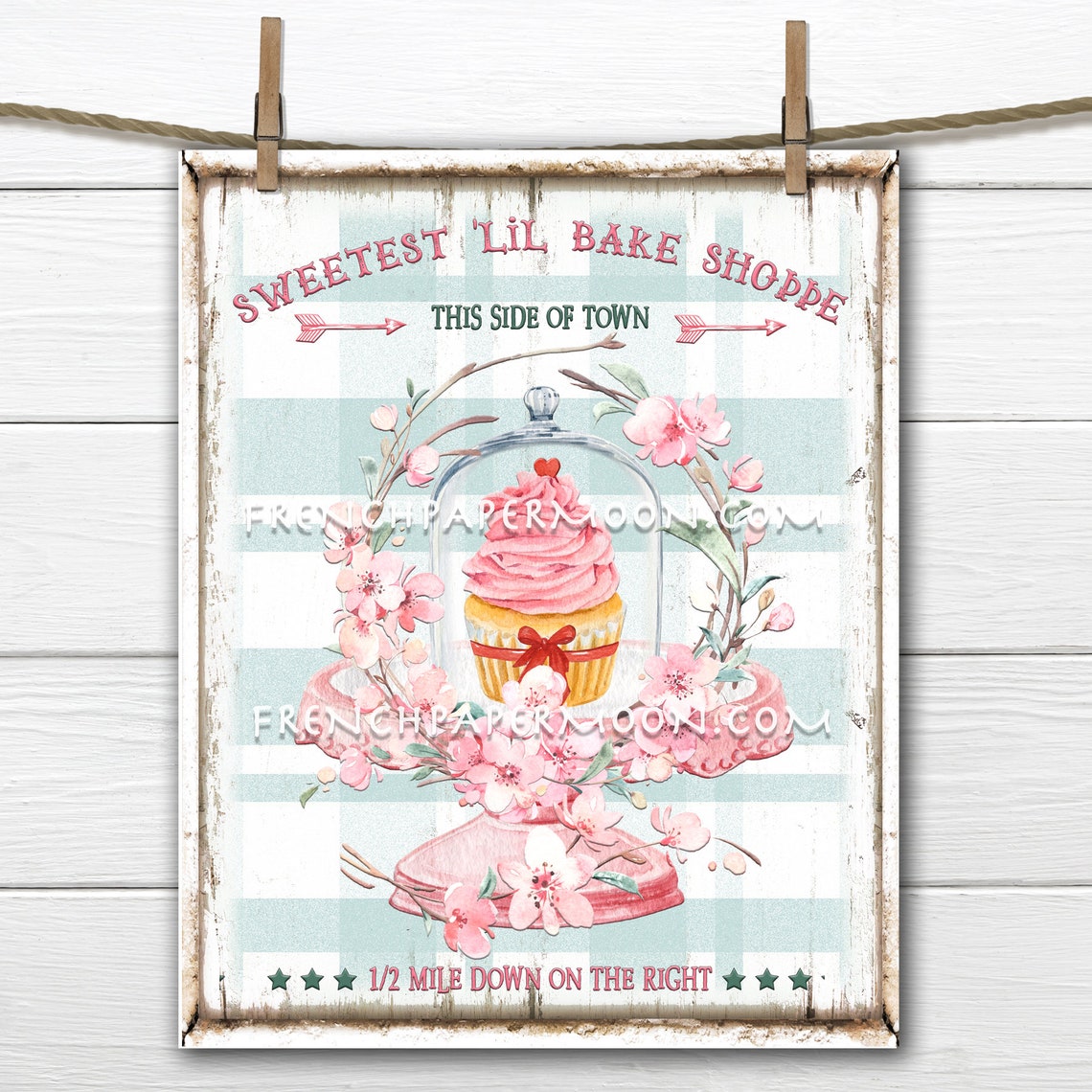 Pink Bakery Printable, Digital Sign, Pink Cupcake, Pink Sweets, Cloche ...