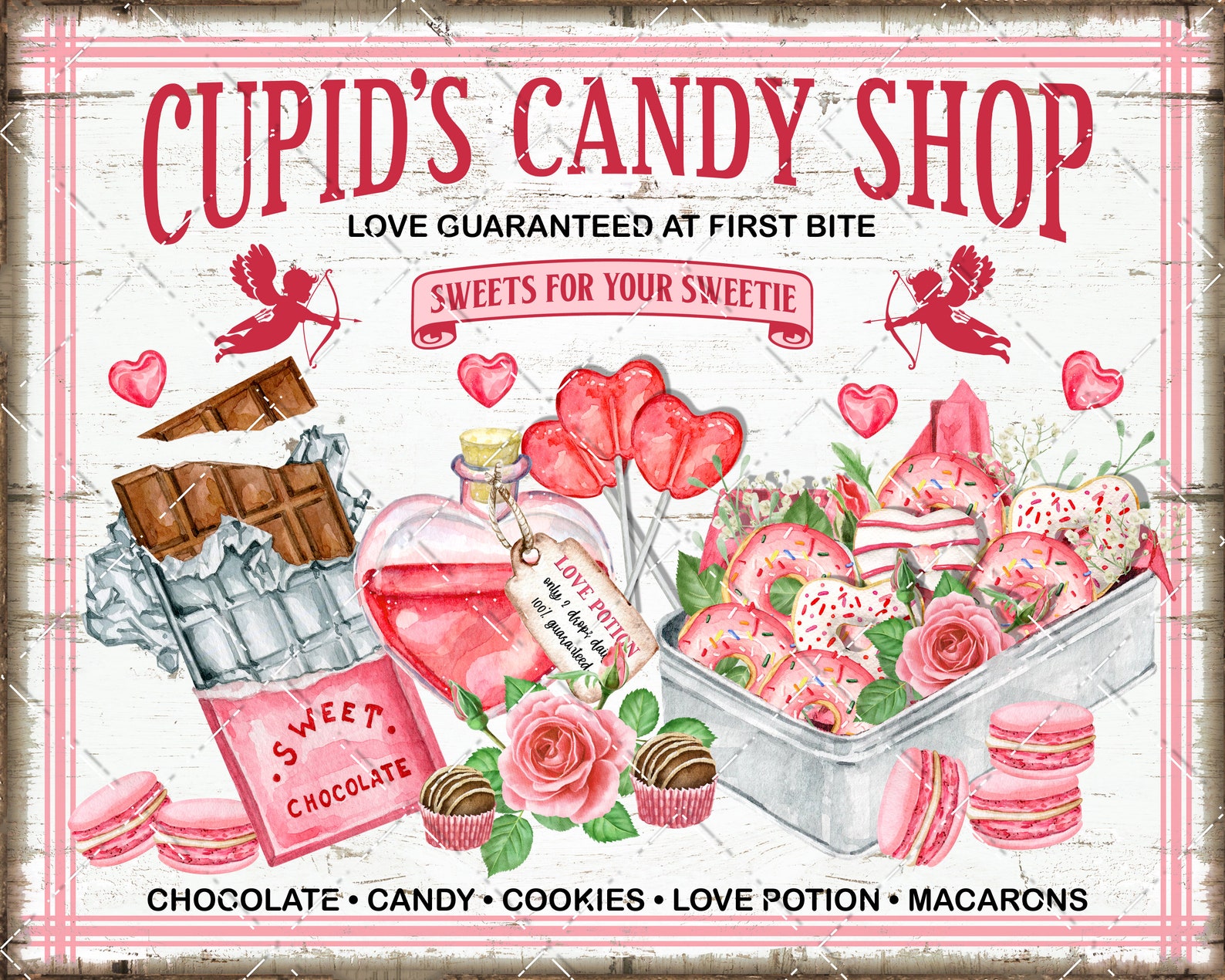 Cupids Candy DIY Valentine Sign Pink Valentine Sweets - Etsy
