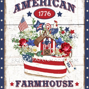 4th of July, Patriotic, Farmhouse, Patriotic DIY Sign, Patriotic Basket ...