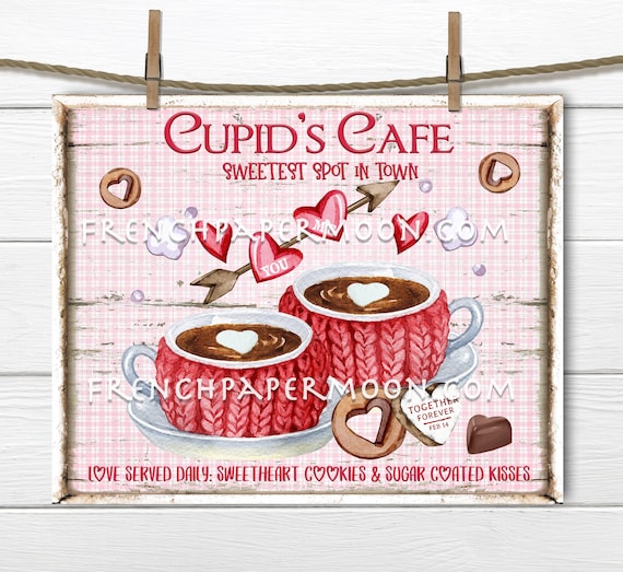 Cupid's Cafe Valentine Drinks DIY Valentine Sign | Etsy