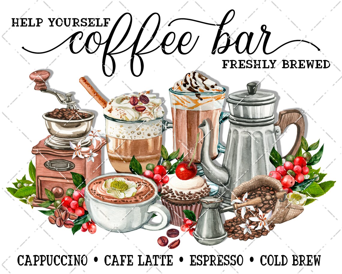 Farmhouse Kitchen Coffee Bar DIY Coffee Sign Coffee Drink - Etsy