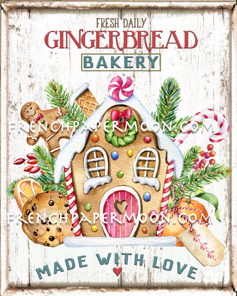 Gingerbread Bakery Christmas Sign Gingerbread House Christmas - Etsy