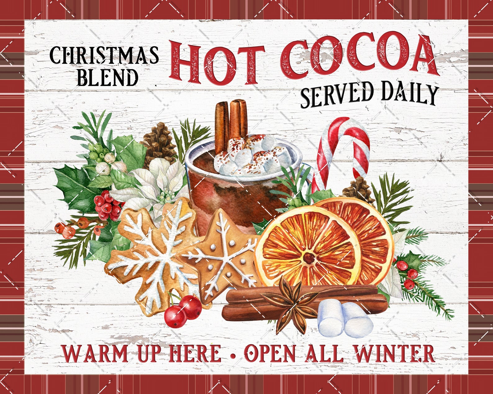 Christmas Blend Hot Cocoa DIY Sign Farmhouse Xmas Decor Sign - Etsy