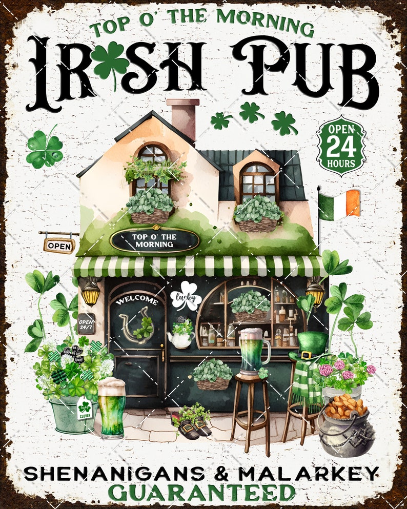 St Patrick's Day Irish Pub Green Beer Clover Shenanigans Malarkey DIY ...