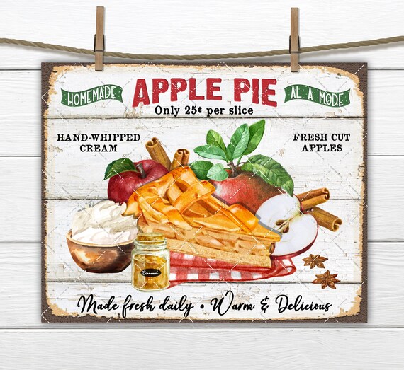 Homemade Apple Pie DIY Sign Rustic Farmhouse Al a Mode - Etsy