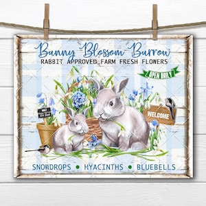 Easter Bunny Cute Farmhouse Digital Print DIY Sign Making Spring Garden ...