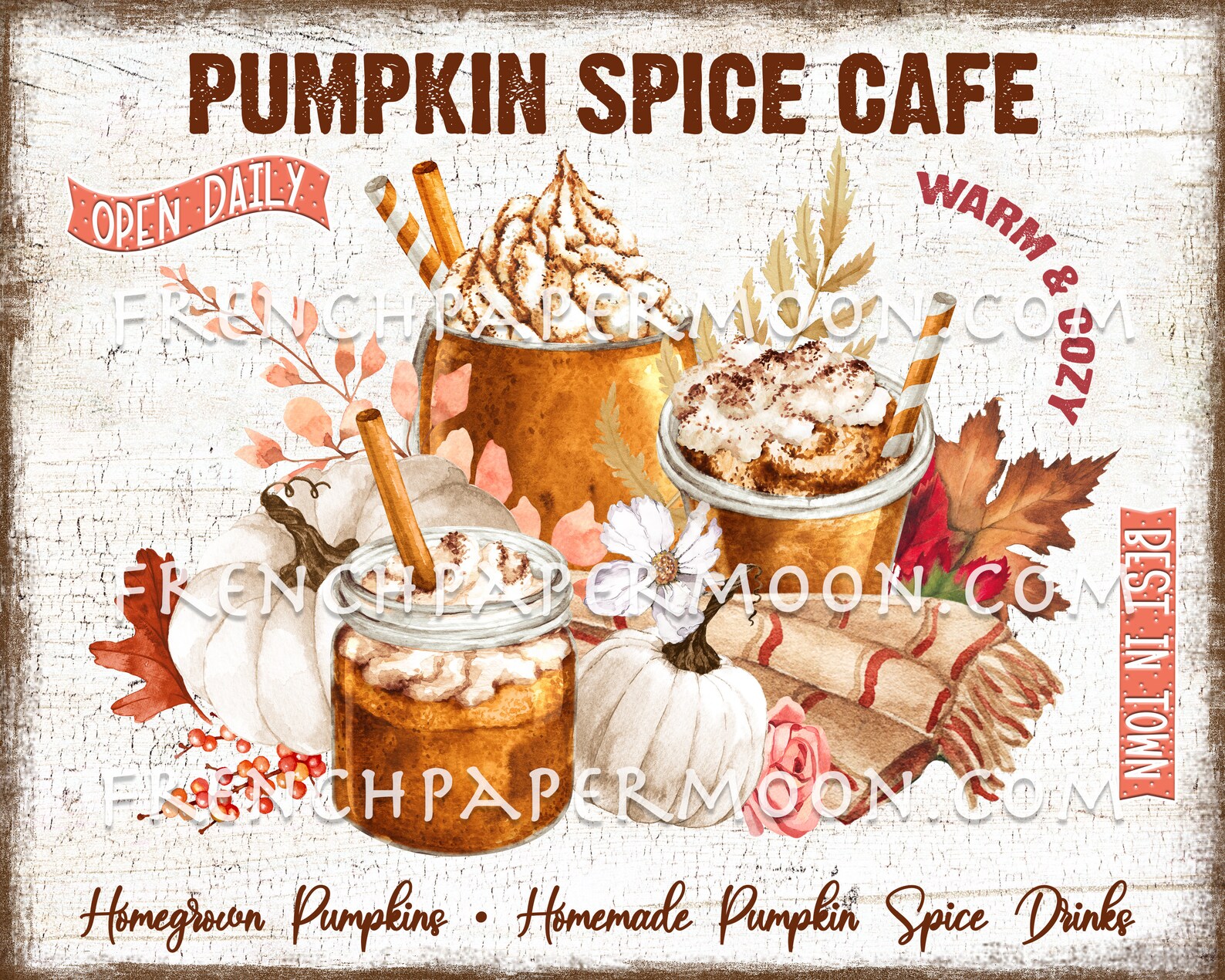 Pumpkin Spice Fall Cafe Pumpkin Drinks Autumn Drinks Fall | Etsy