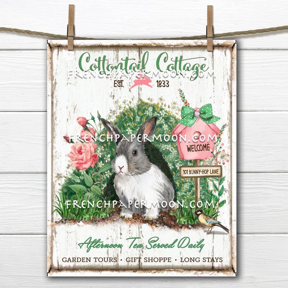 Farmhouse Easter Bunny Cottontail DIY Cottontail Sign - Etsy
