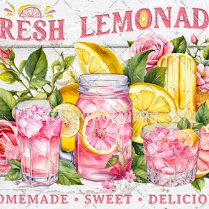 Pink Lemonade Drinks Summer DIY Sign Tiered Tray Decor Sublimation ...