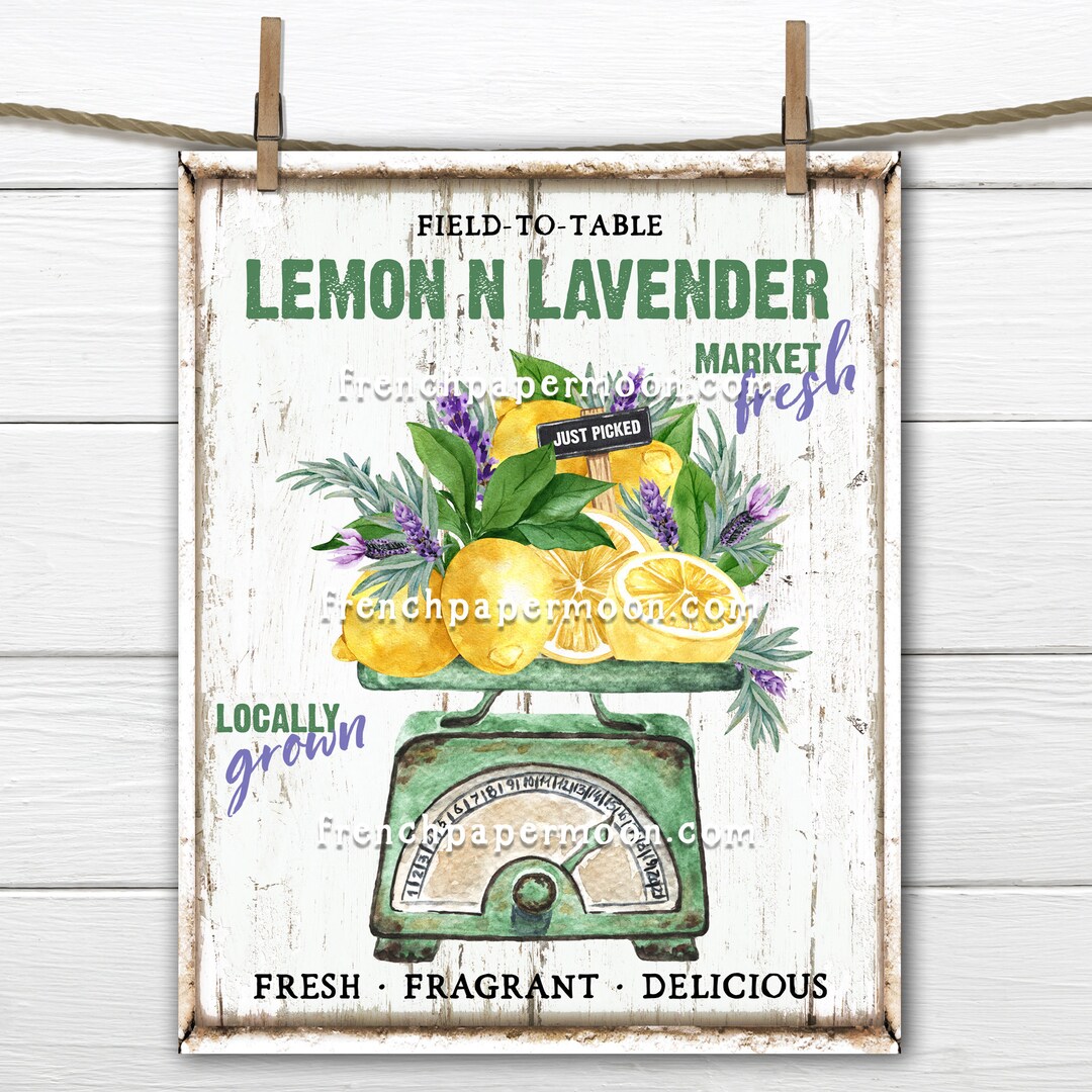 Farmhouse Scale, Summer Lemons, Lavender, DIY Lemon Market Sign, Farm ...