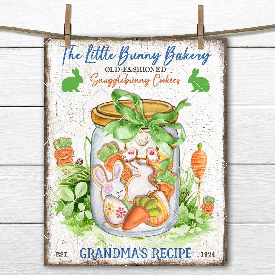 Easter Cookies Bunny Bakery DIY Sign Mason Jar Easter | Etsy