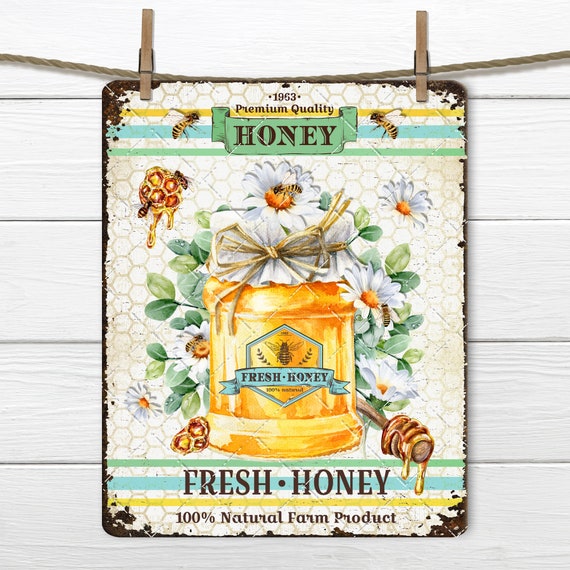 Honey DIY Sign Farmhouse Honey Jar Daisies Bees Honeycomb - Etsy