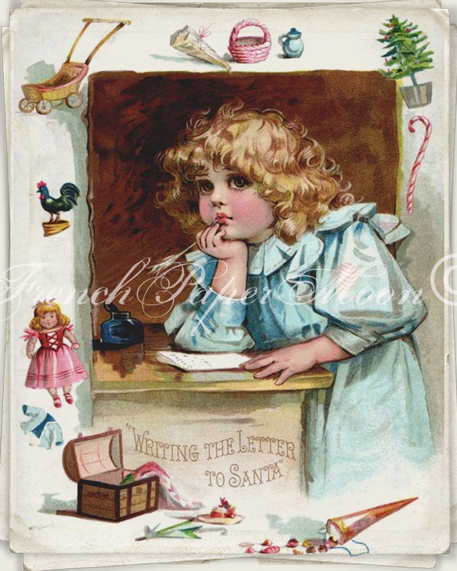 Letter to Santa, Digital Download, Victorian Girl, Christmas Printable ...