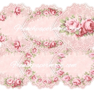 Printable Rose Tags, Scalloped Rose Tags, Digital Tags, Vintage Rose ...