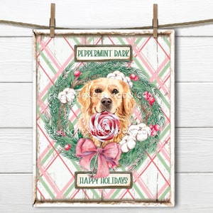 Golden Retriever Christmas Digital, Peppermint Bark Christmas Sign ...