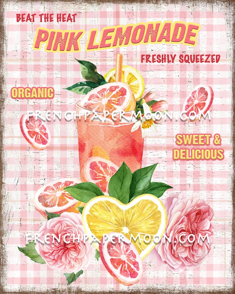 Farmhouse Pink Lemonade, Lemonade Sign, Lemons, Roses, DIY Lemonade ...