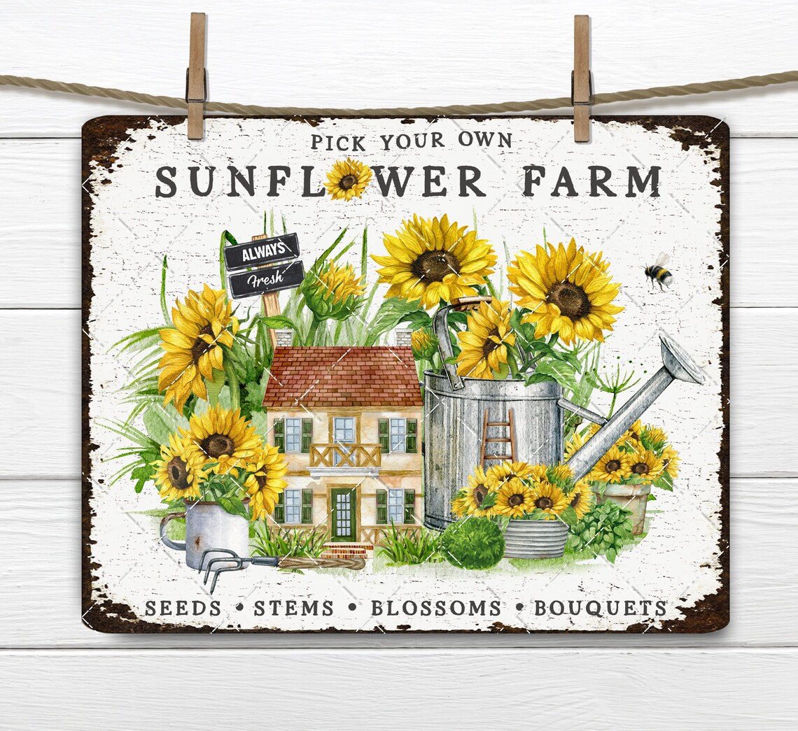 Sunflower Farm DIY Sunflower Sign Rustic Farmhouse Pick - Etsy