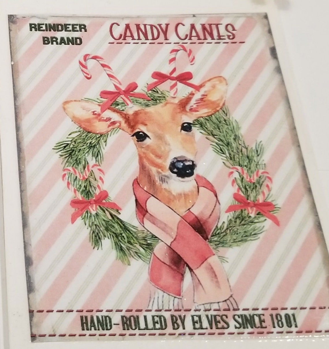 Adorable Christmas Reindeer Candy Cane Pink Xmas Print Baby - Etsy