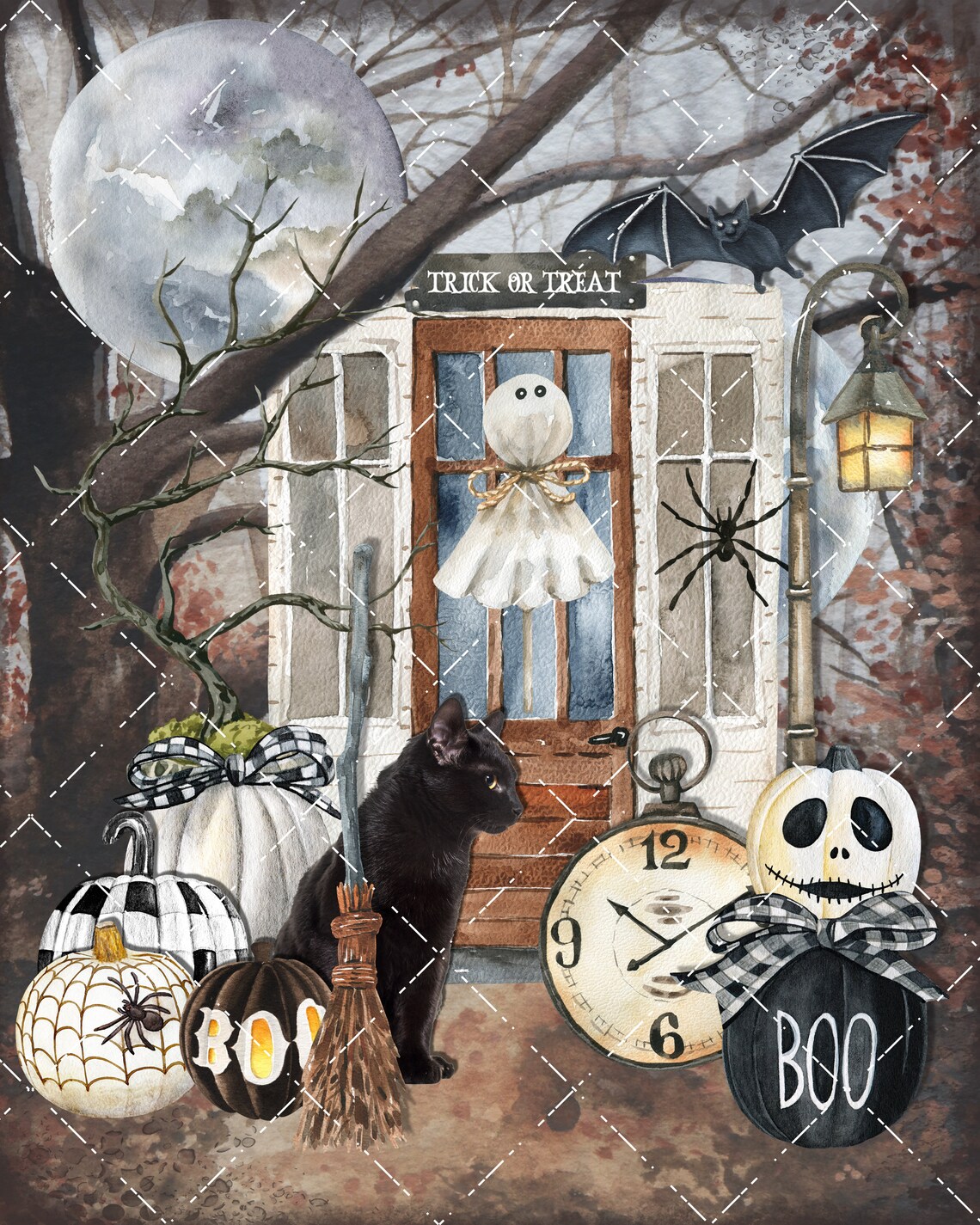 Spooky Halloween Black Cat Front Door Digital Art Print - Etsy