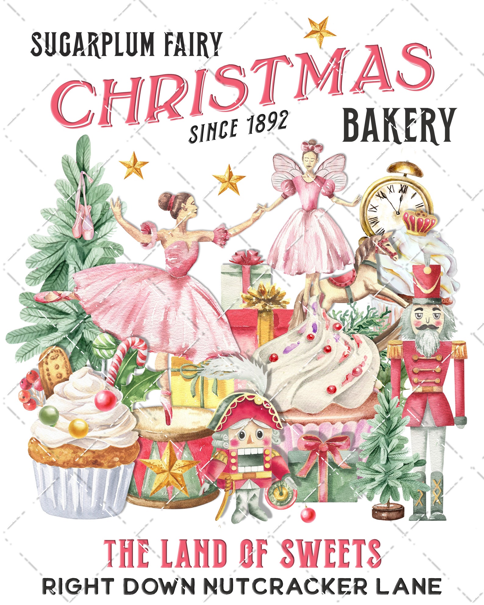 Sugarplum Fairy Pink Christmas Bakery Nutcracker Sweet Xmas DIY Sign ...