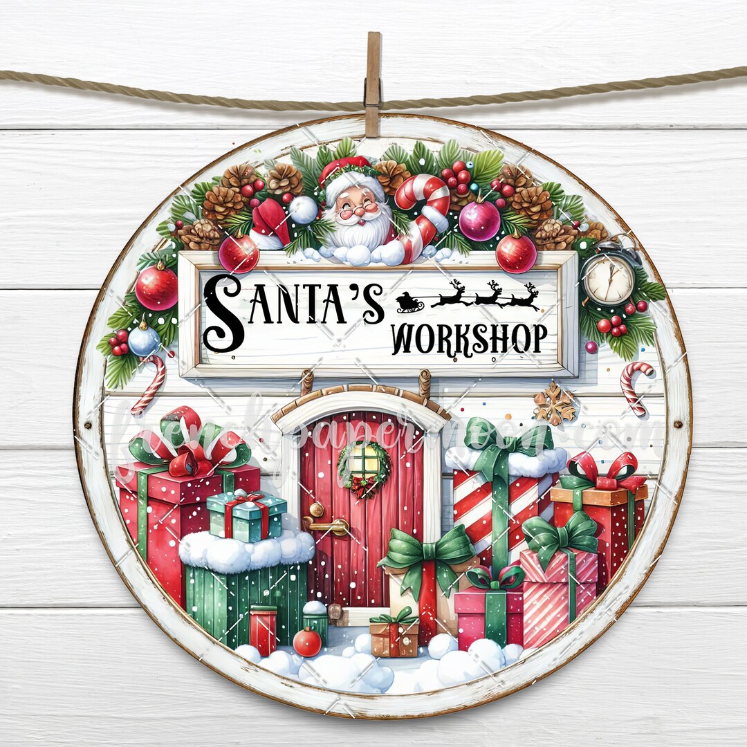 Santa's Workshop Circle Sublimation DIY Sign Making Fabric Transfer ...