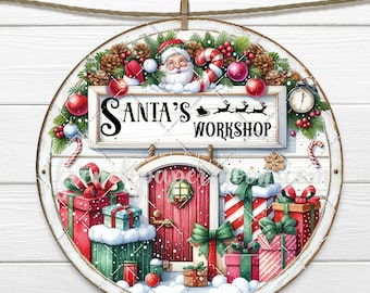Santa's Workshop Circle Sublimation DIY Sign Making Fabric Transfer ...