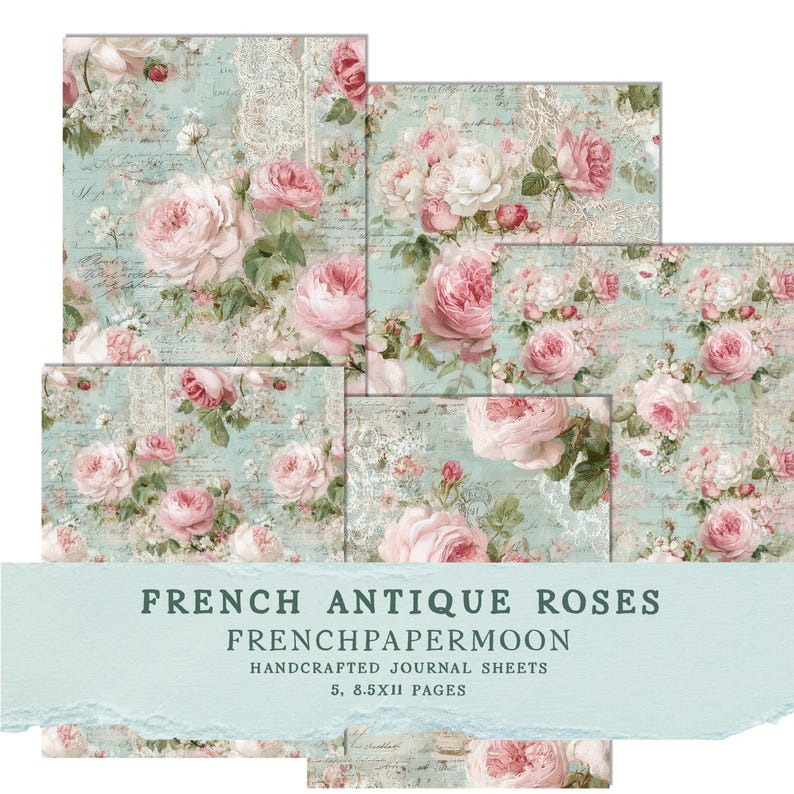 Shabby Chic Kit, Junk Journal Pages: Old Fashioned Roses Vintage ...