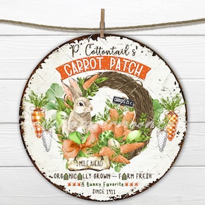 Easter Bunny Carrot Patch Circle Cottontail Farmhouse DIY Easter Sign ...