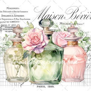 French Perfume Bottle Ephemera Digital Romantic Home Decor Shabby ...