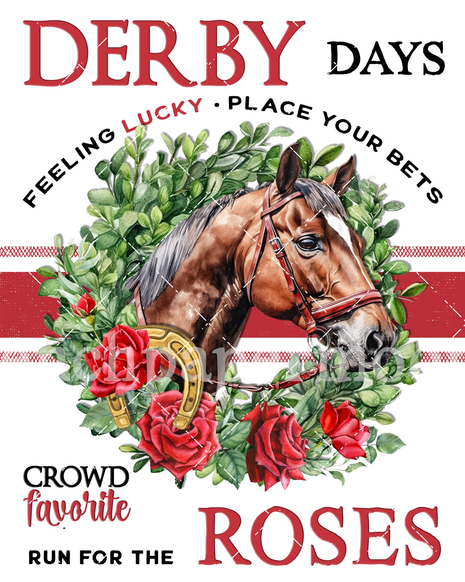 Kentucky Derby Run for the Roses Betting Sign Horse Races Horse Wreath ...