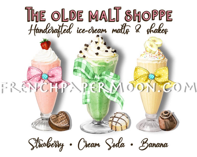 Retro Ice-cream, Ice Cream Parlor, Digital, Milk Shake Sign, Fabric ...