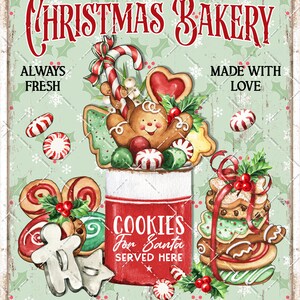 Christmas Bakery Gingerbread Sign Santa Cookies Candy Cakes Xmas Home ...
